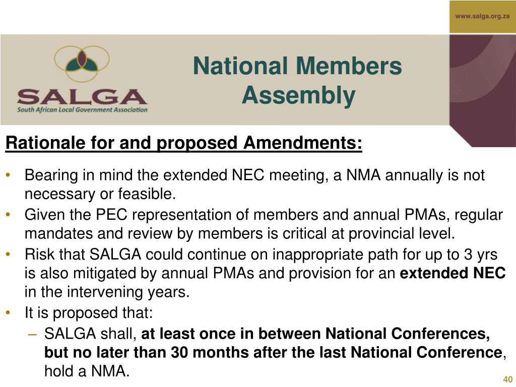 PPT - SALGA Constitutional Amendments 2012 Special National Conference ...