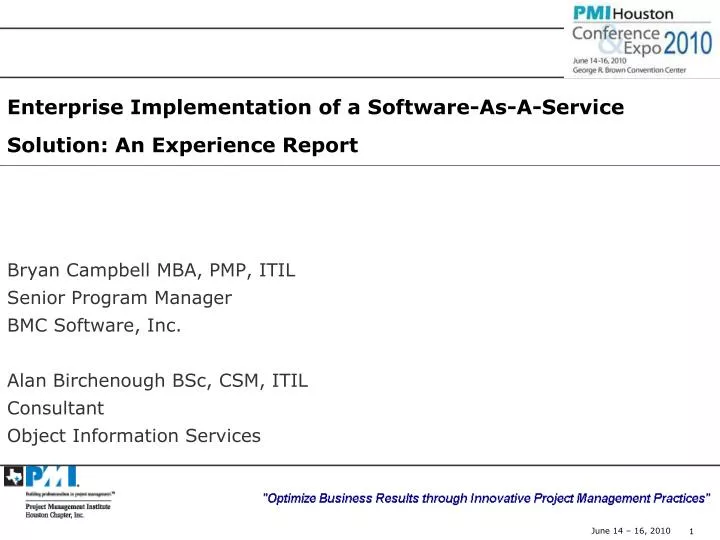 PPT - Enterprise Implementation of a Software-As-A-Service Solution: An ...