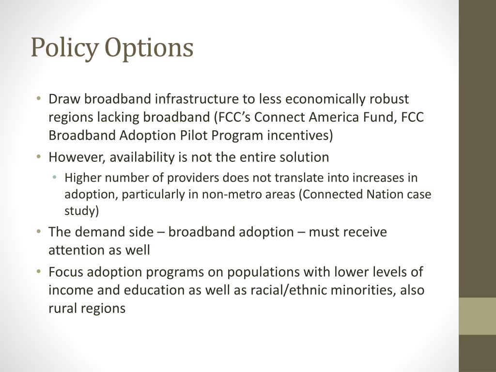 PPT - Rural Broadband Availability and Adoption: Evidence, Policy ...