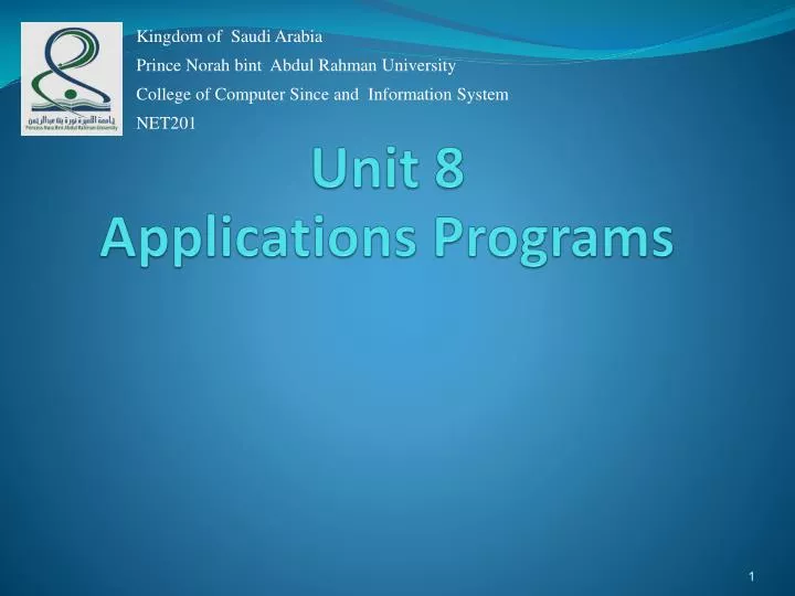 PPT - Unit 8 Applications Programs PowerPoint Presentation, free ...