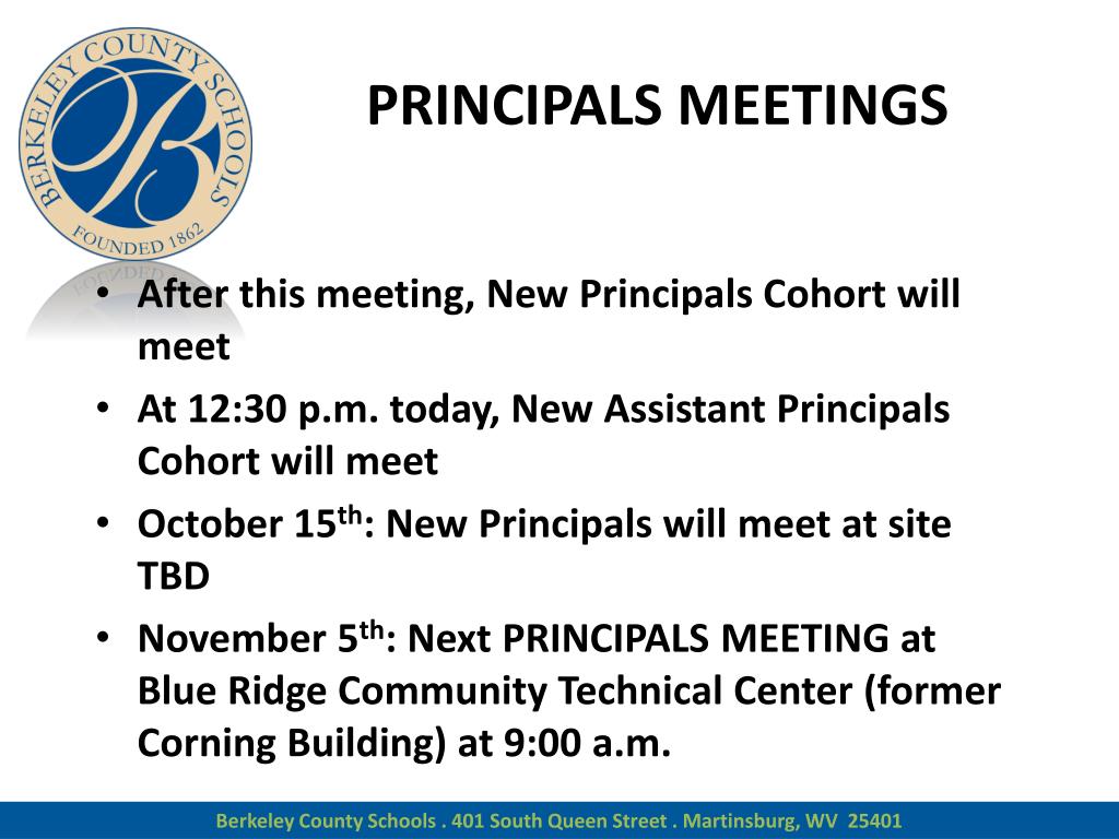 PPT - Berkeley County Schools Principals Meeting Tues day, October 1 ...