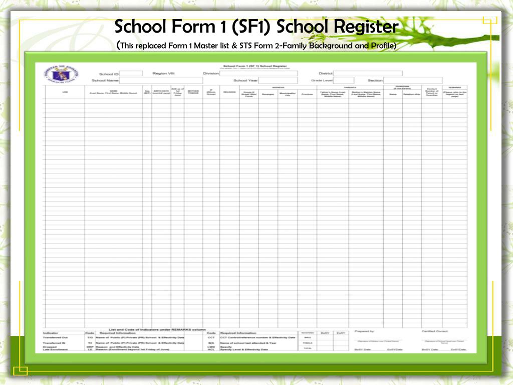 PPT - Adoption of the Modified School Forms (SFs) for Public Elementary ...