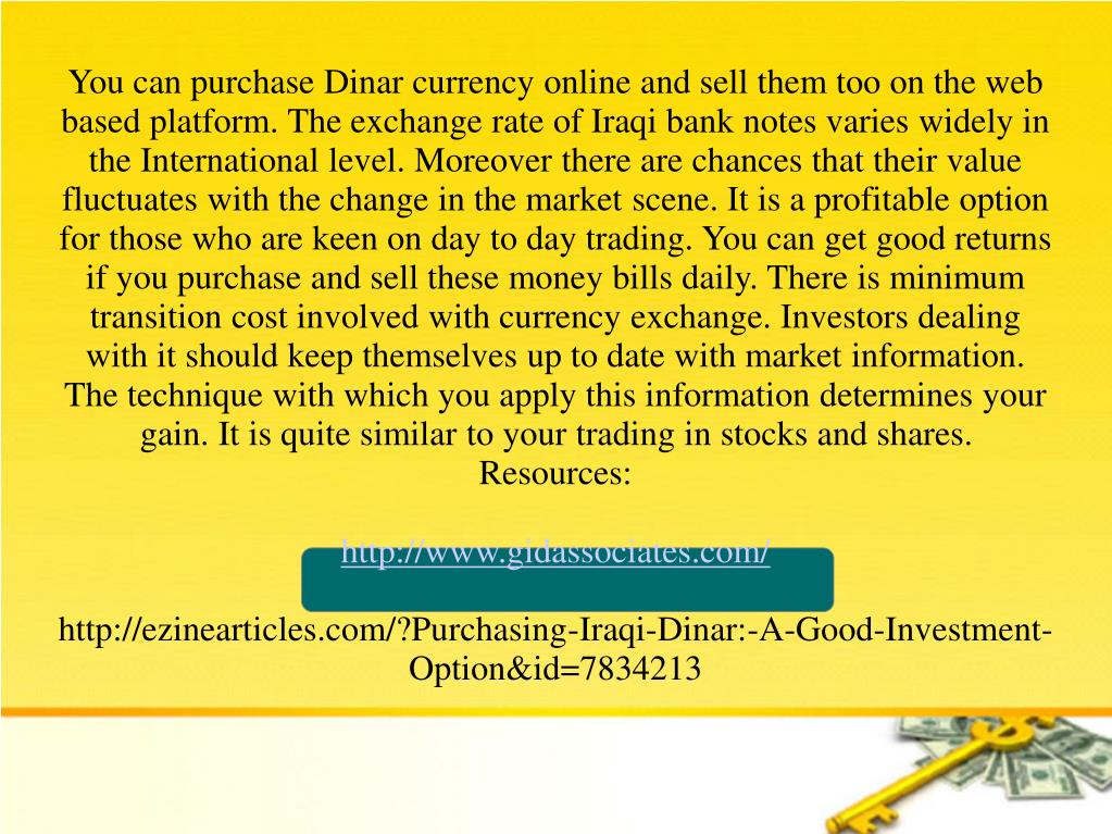 PPT - Purchasing Iraqi Dinar: A Good Investment Option PowerPoint ...