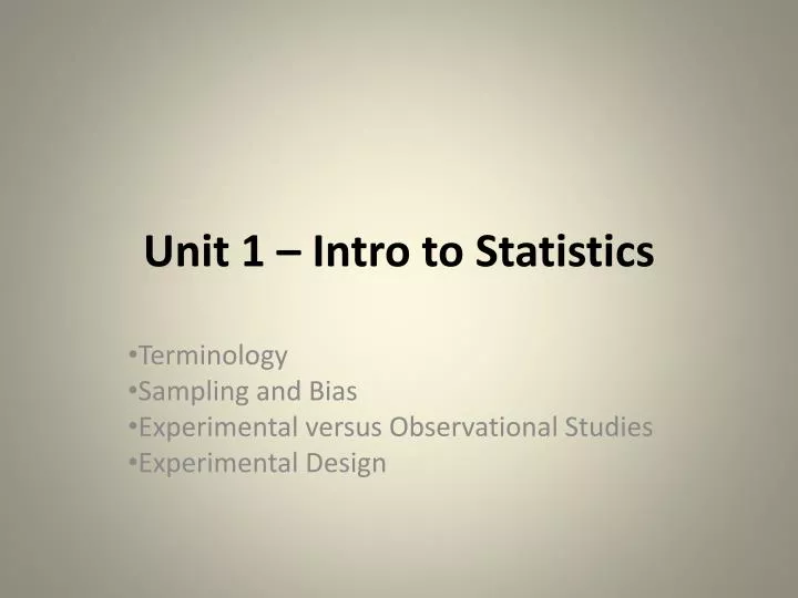 PPT - Unit 1 – Intro to Statistics PowerPoint Presentation, free ...