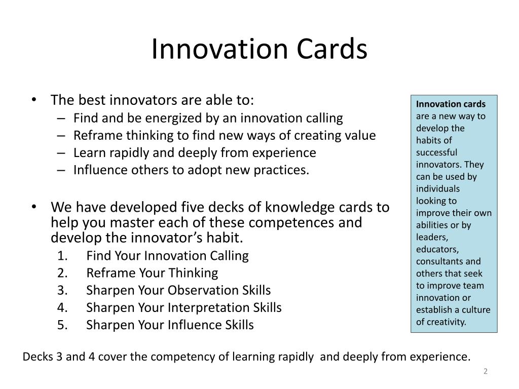 PPT - Innovation Cards a Sample Deck for The M-Prize Competition on ...