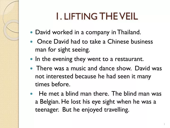 PPT - 1. LIFTING THE VEIL PowerPoint Presentation, free download - ID:1641430