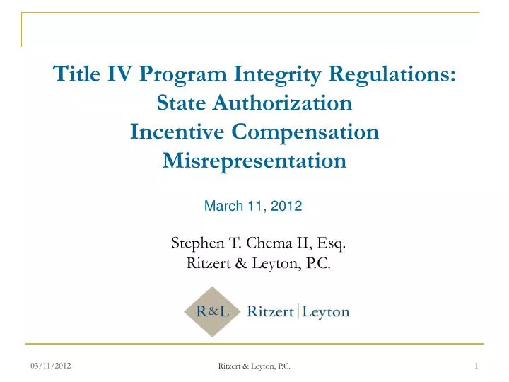 PPT - Title IV Program Integrity Regulations: State Authorization ...