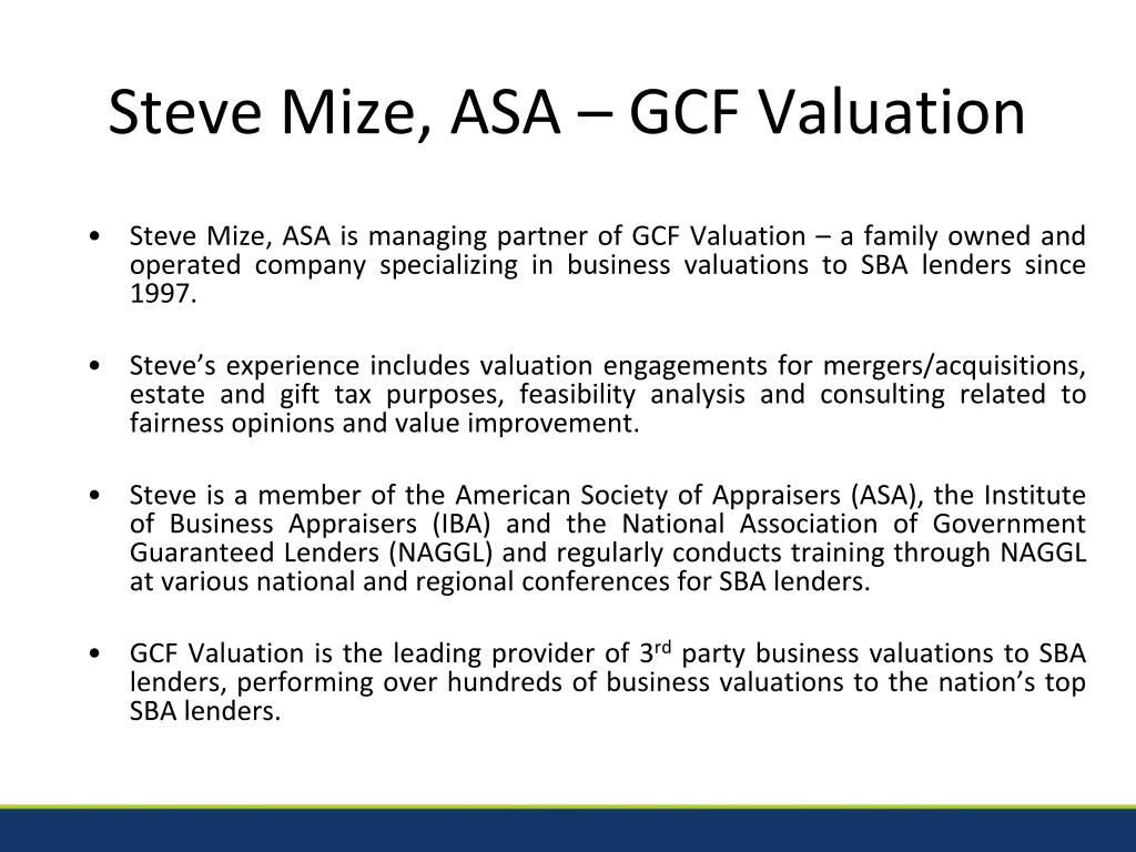 PPT - Business Valuation Case Studies & Hot Topics Steve Mize – GCF ...