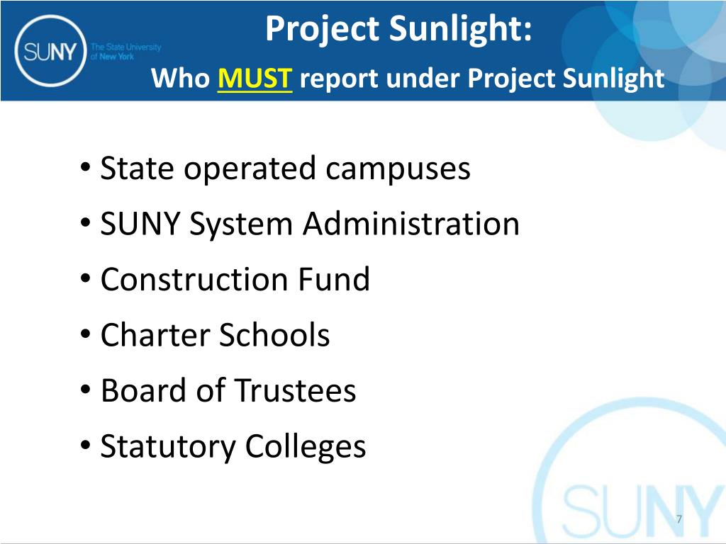 PPT - Project Sunlight & Its Impact on SUNY SUNY Fredonia Training ...
