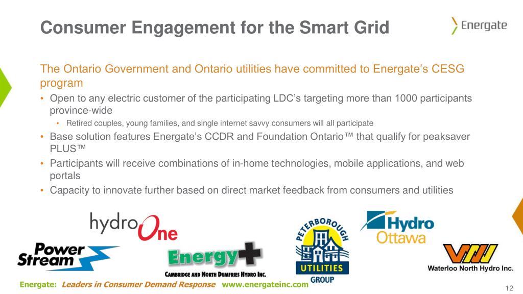 PPT - ENERGATE: AN ONTARIO CASE STUDY A fully integrated 2.0 Smart Grid ...