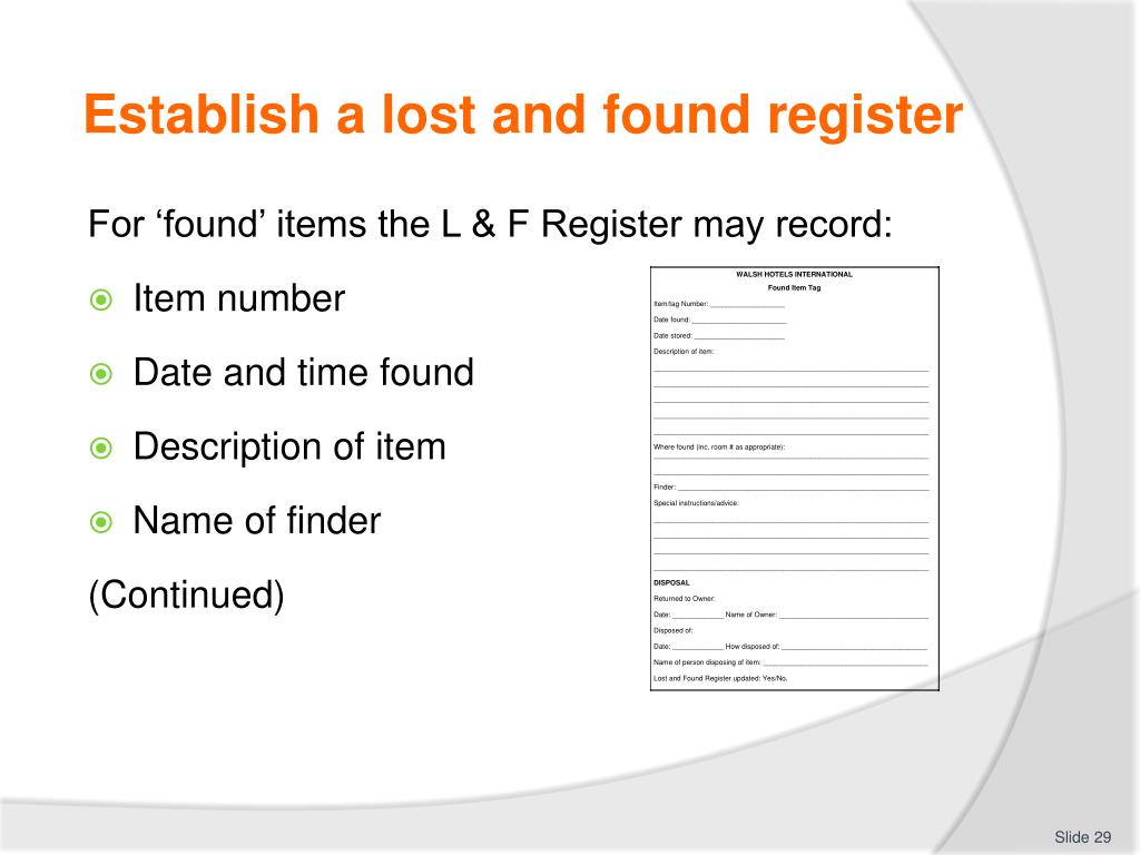 PPT - PROVIDE A LOST AND FOUND FACILITY PowerPoint Presentation, free ...
