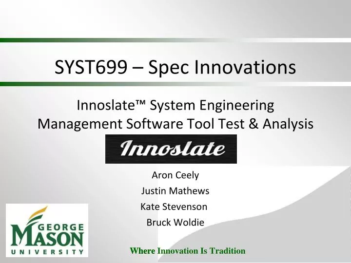 PPT - SYST699 – Spec Innovations PowerPoint Presentation, free download ...