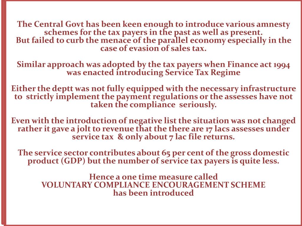 PPT - SERVICE TAX VOLUNTARY COMPLIANCE ENCOURAGEMENT SCHEME 2013 ...
