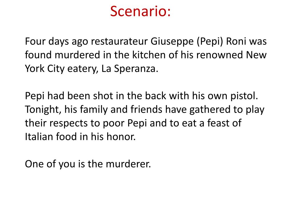 PPT - Pasta, Passion and Pistols Murder Mystery Dinner PowerPoint ...