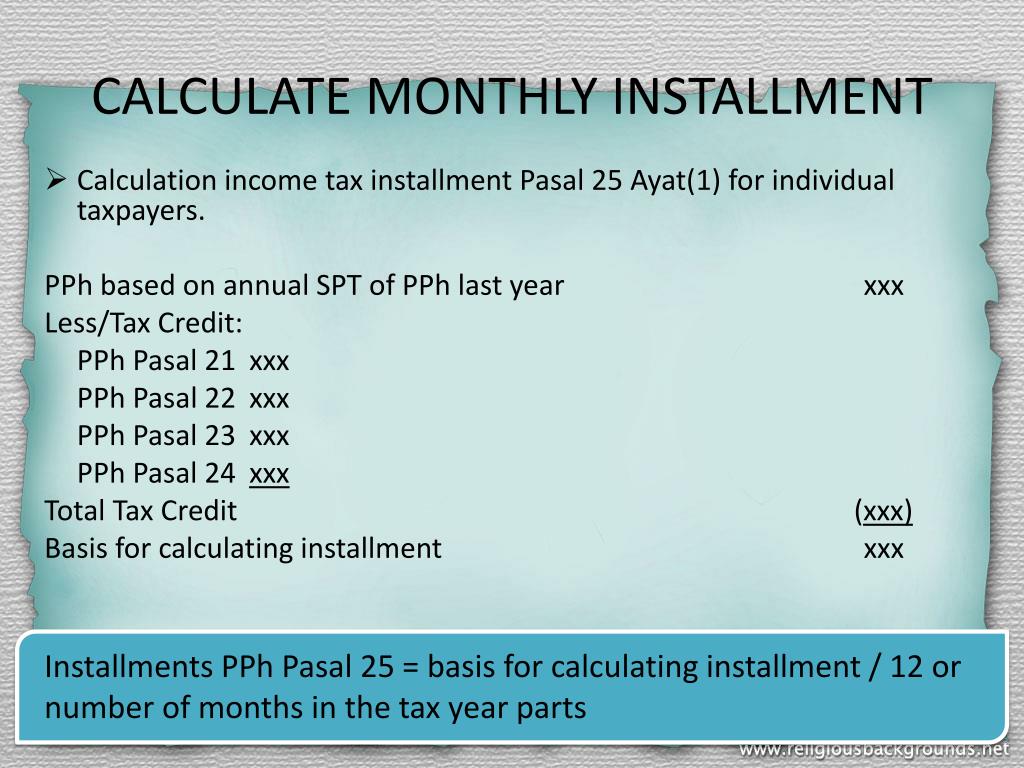 PPT - INCOME TAX ACT 25 (Installment Payment for Indonesian) PowerPoint ...