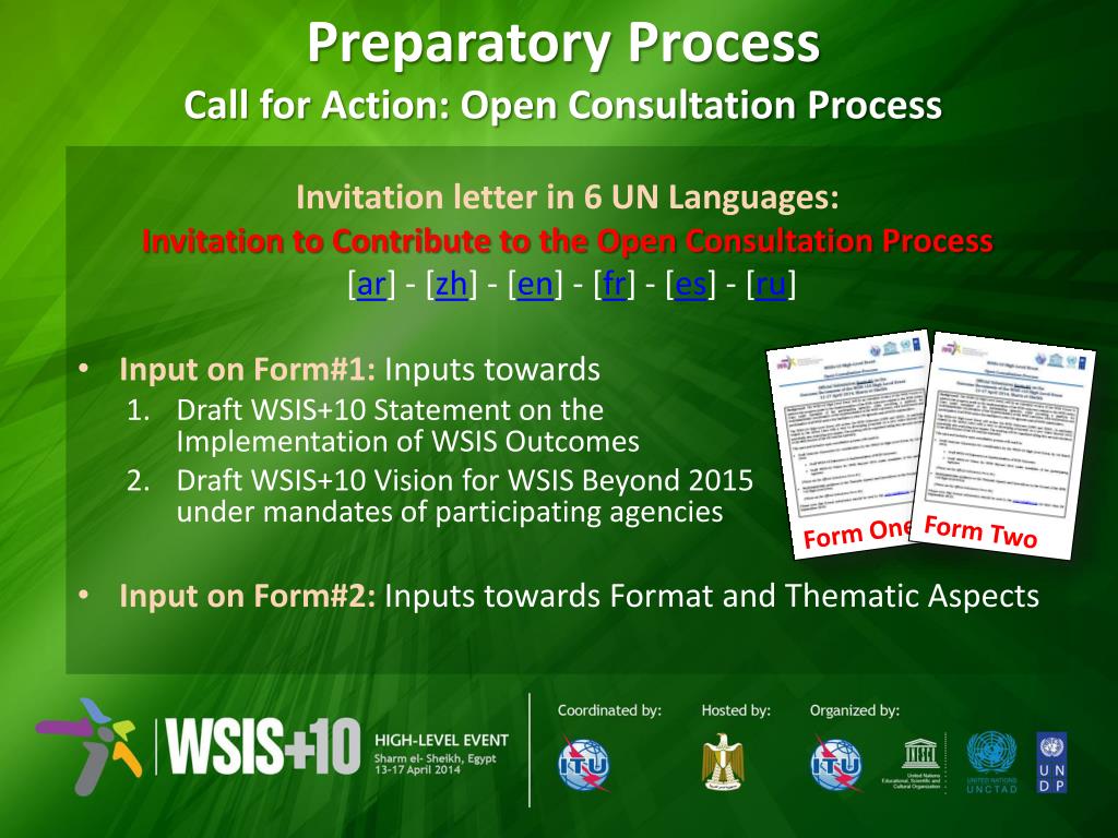 PPT - Open Consultation for WSIS+10 HLE 7 October 2013 ITU Headquarters ...