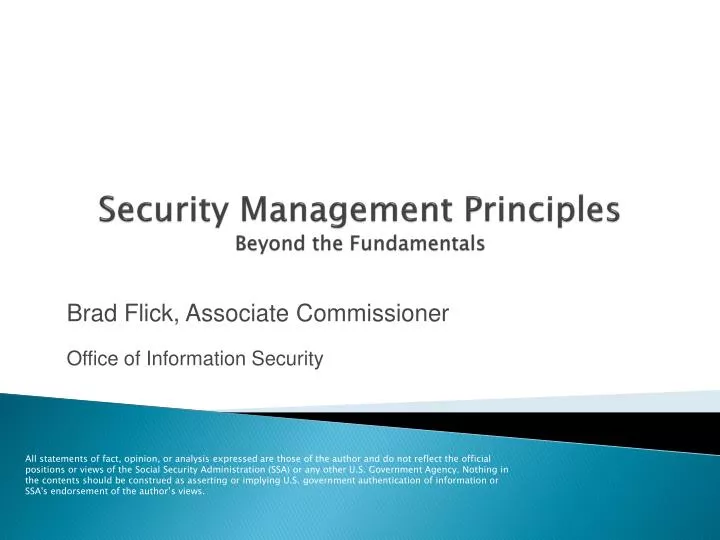 PPT - Security Management Principles Beyond the Fundamentals PowerPoint ...