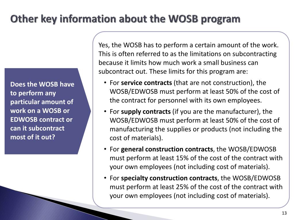 PPT - Women-Owned Small Business (WOSB) Federal Contract Program and ...