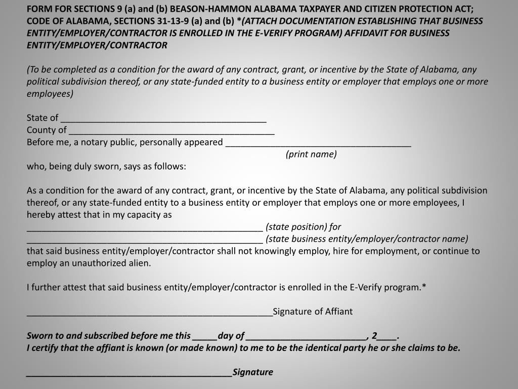 PPT - ALABAMA IMMIGRATION LAW COMPLIANCE GUIDELINES PowerPoint ...