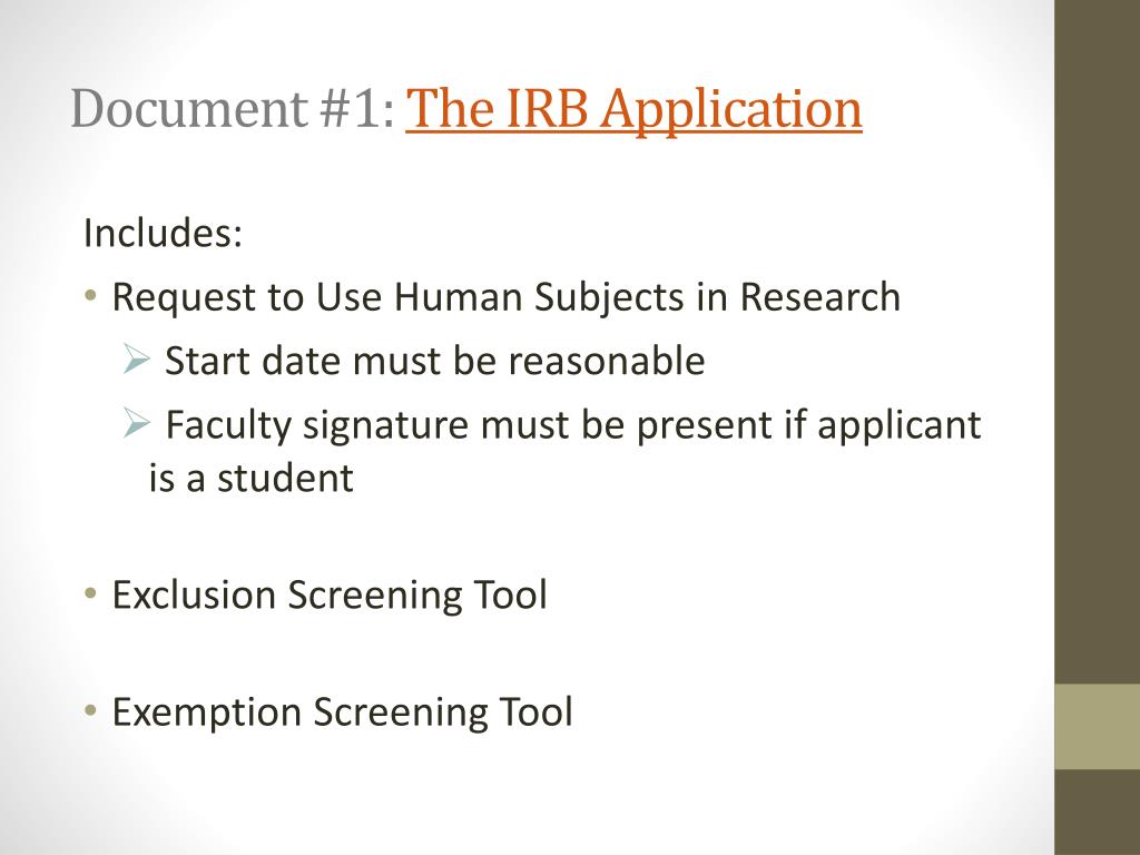 PPT - The Human Subjects Institutional Review Board Workshop PowerPoint ...