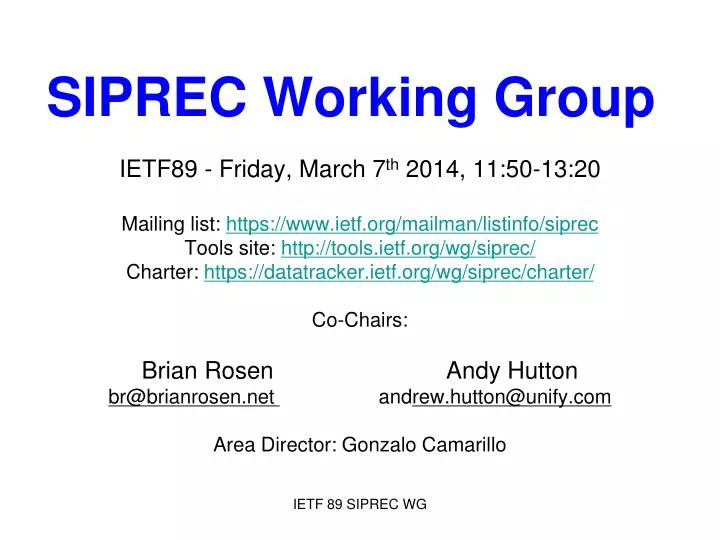 PPT - SIPREC Working Group PowerPoint Presentation, free download - ID ...