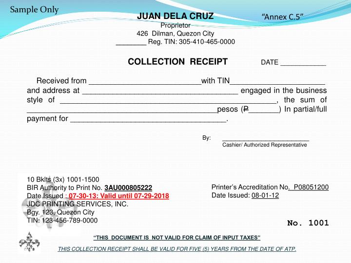 PPT - THIS OFFICIAL RECEIPT SHALL BE VALID FOR FIVE (5) YEARS FROM THE ...