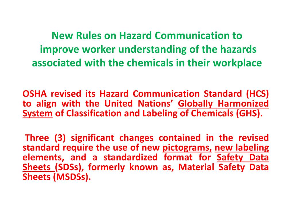 PPT - New Supplement to Hazard Communication Training the Globally ...