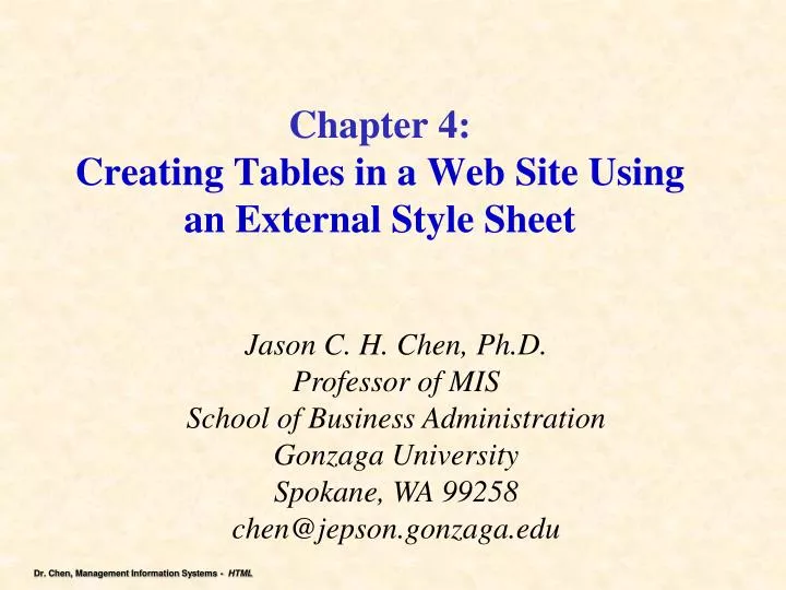 PPT - Chapter 4: Creating Tables in a Web Site Using an External Style Sheet PowerPoint ...