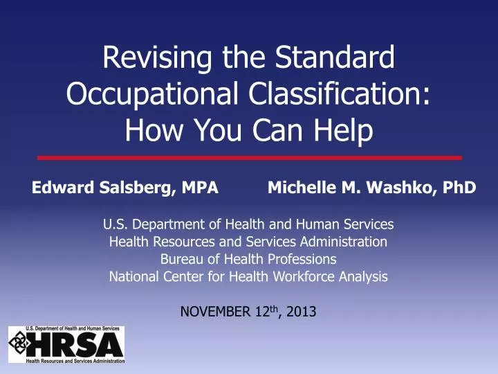 PPT - Revising the Standard Occupational Classification: How You Can ...