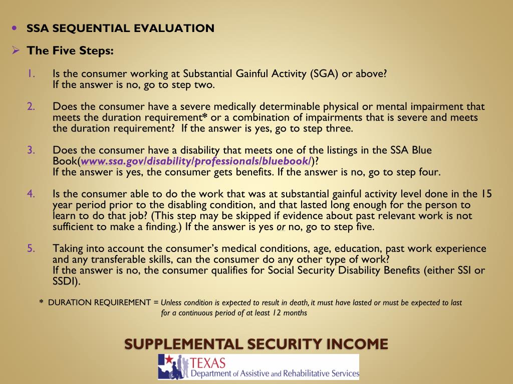 PPT - BENEFITS AND WORK INCENTIVES Supplemental Security Income and ...