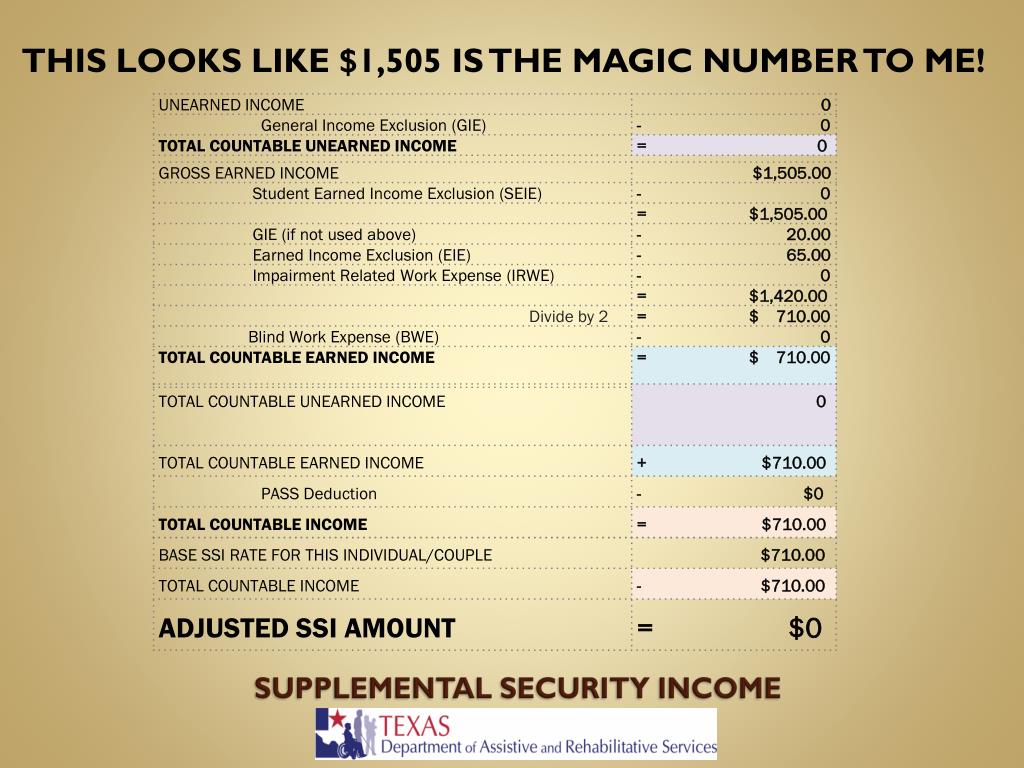 PPT - BENEFITS AND WORK INCENTIVES Supplemental Security Income and ...
