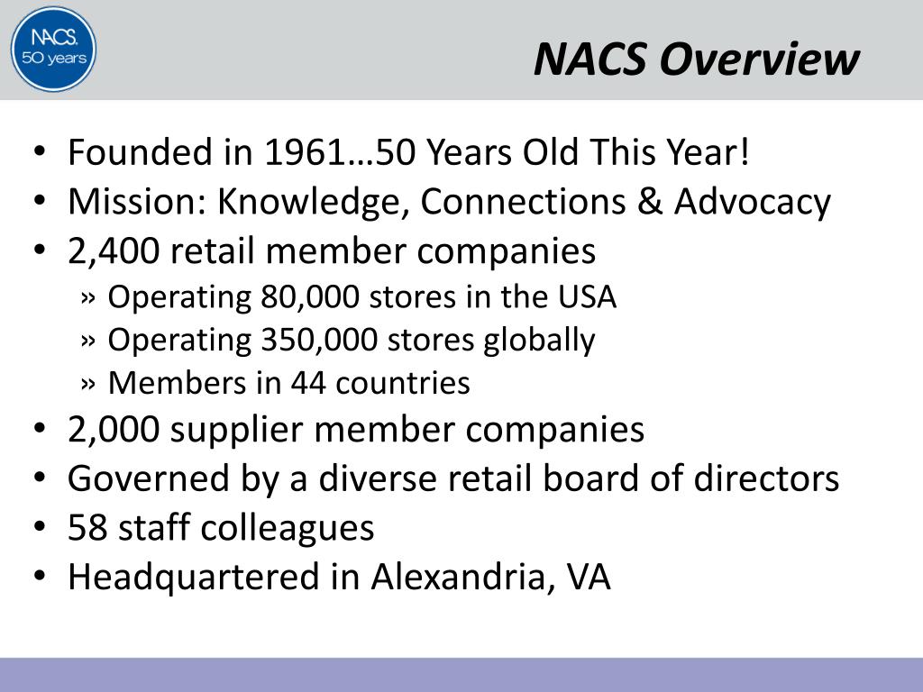 PPT - NACS Association Collaboration in a Complex World 84 th Annual ...