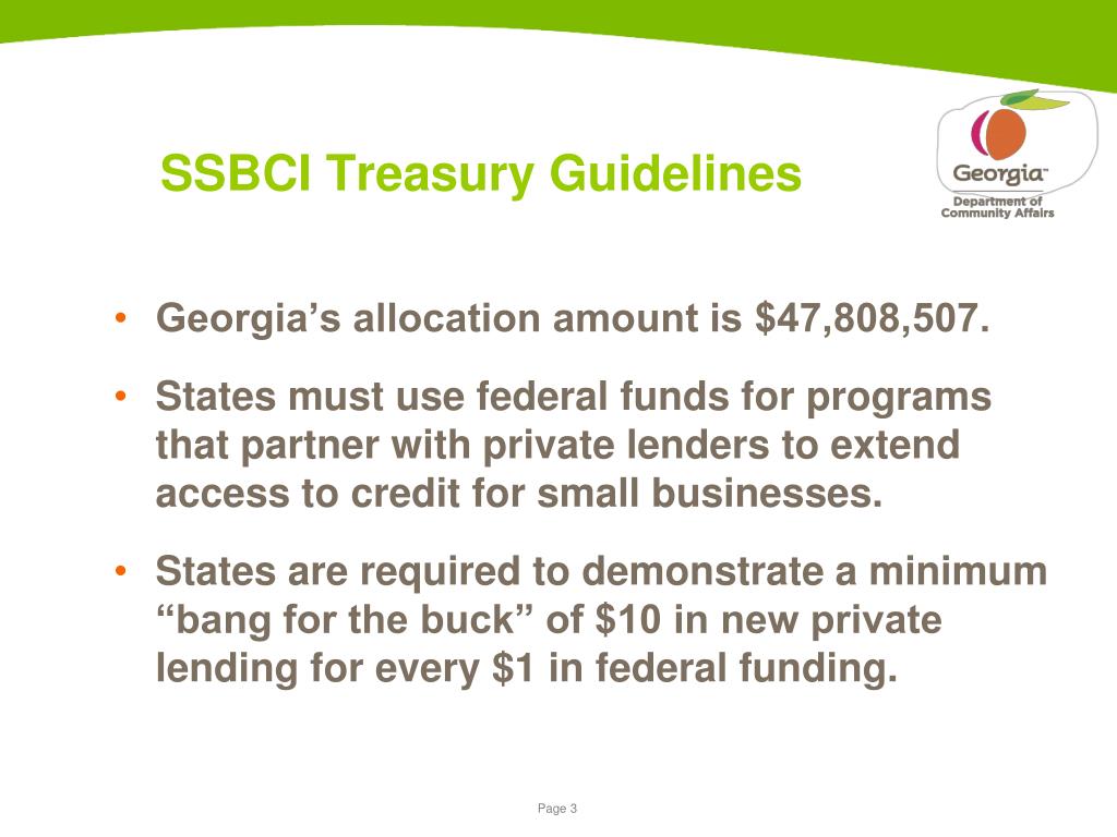 PPT - Georgia’s State Small Business Credit Initiative www.georgia ...