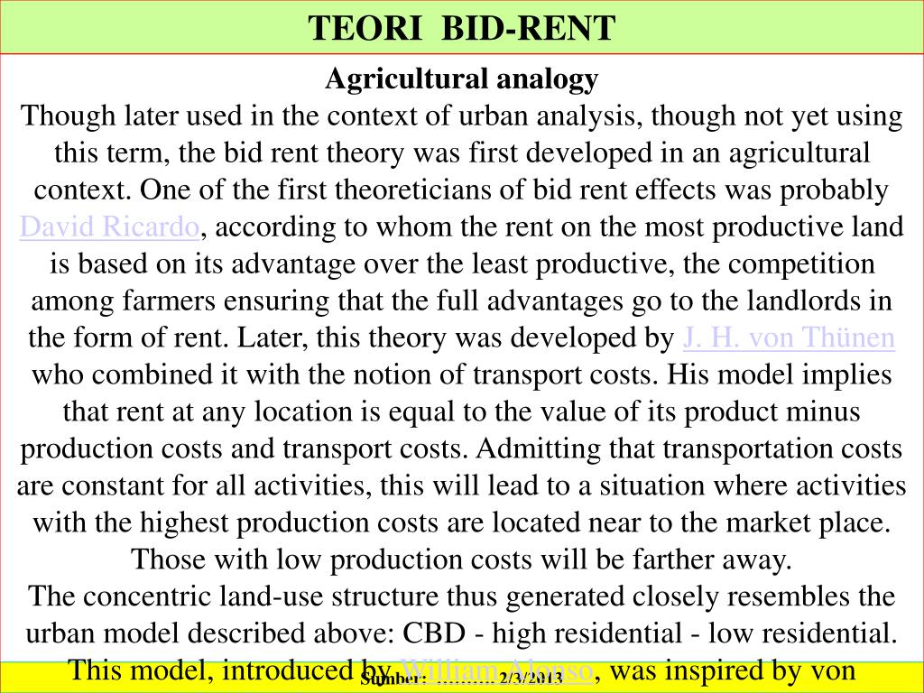 PPT - LAND USE ECONOMICS : Land Rents, Accessibility and Urban Form ...