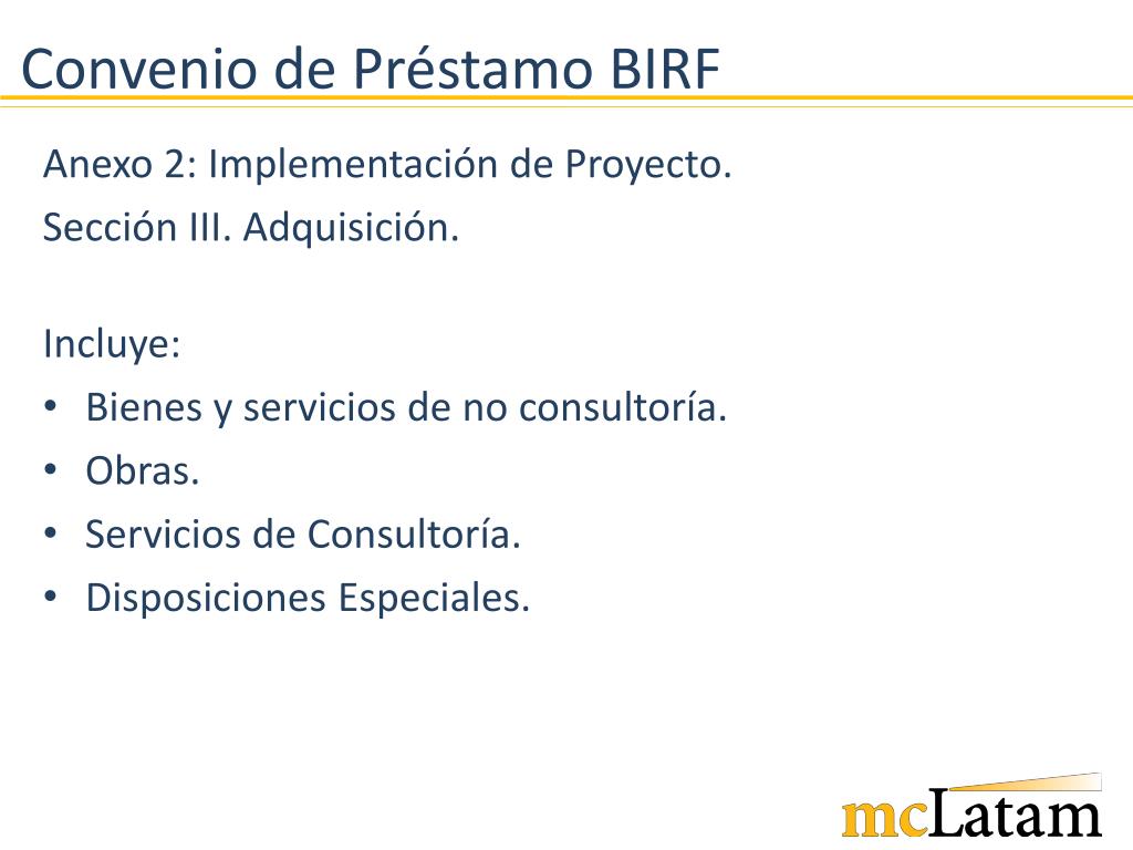 PPT - Política de Adquisiciones con Financiamiento Externo BIRF - BID ...