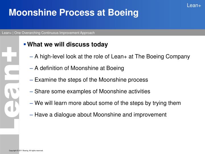 PPT - Moonshine Process at Boeing – Focus on Function, Flow & Equipment ...