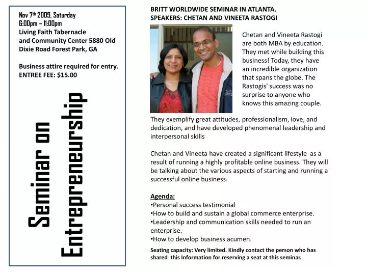 PPT - Seminar on Entrepreneurship PowerPoint Presentation, free ...