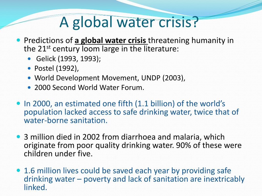PPT - Blue Gold: A Looming Global Water Crisis? Dr. Julia Brown ...