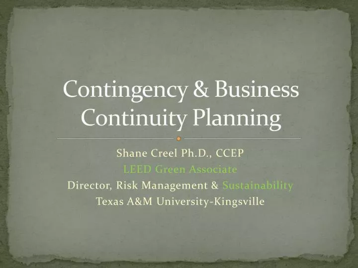 PPT - Contingency & Business Continuity Planning PowerPoint Presentation - ID:1660611