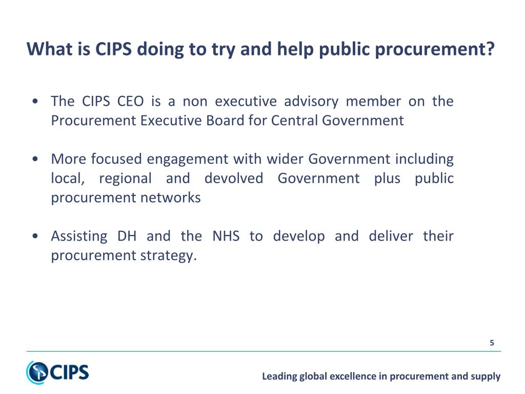 PPT - Public Sector Procurement CIPS engagement with the Public Sector ...