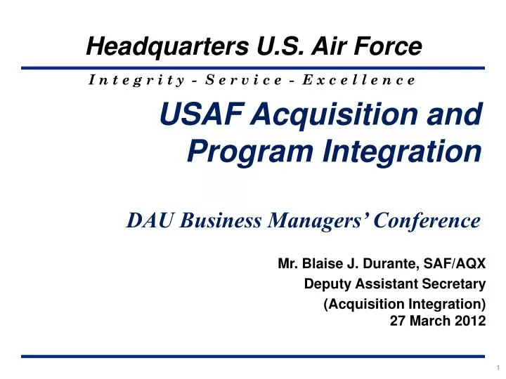 PPT - USAF Acquisition and Program Integration DAU Business Managers ...