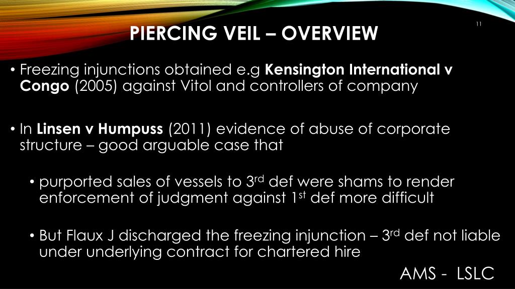PPT - New trends in piercing the corporate veil (conservative v liberal ...