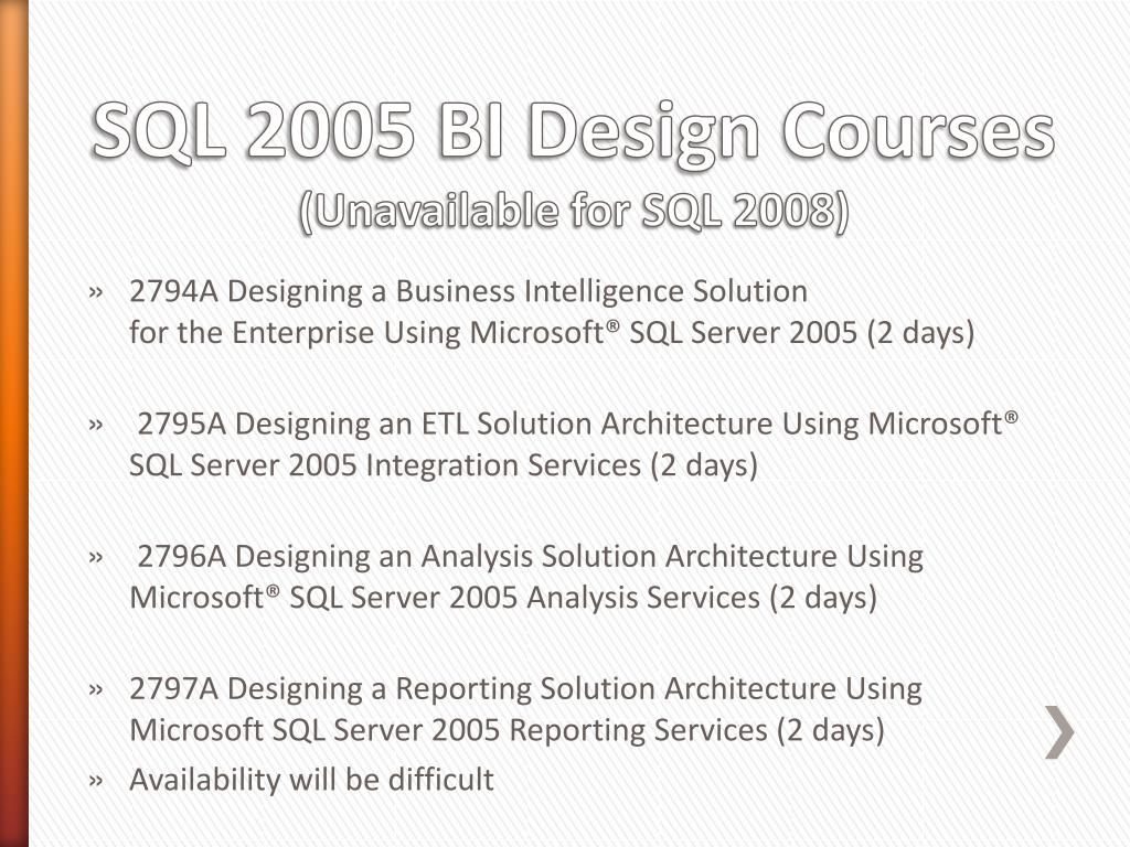PPT - SQL Server Business Intelligence: Courses & Background PowerPoint ...