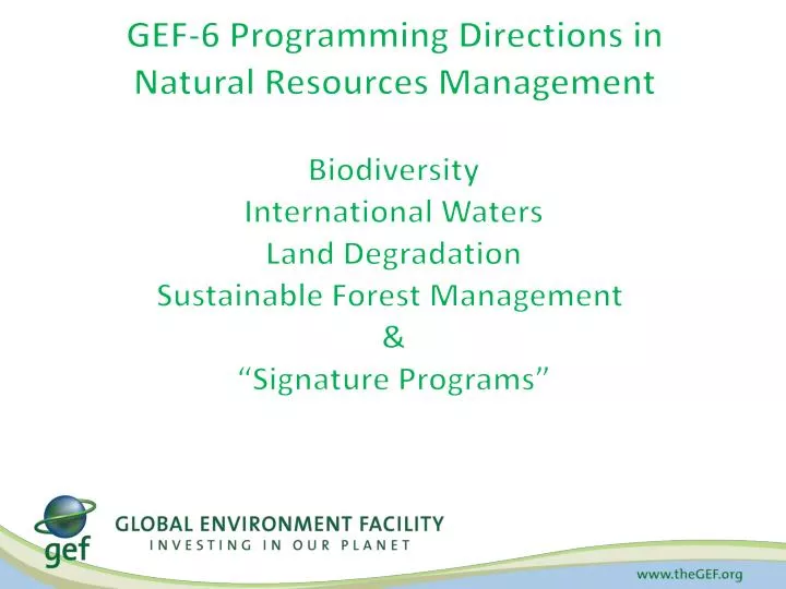PPT - GEF-6 Programming Directions in Natural Resources Management ...