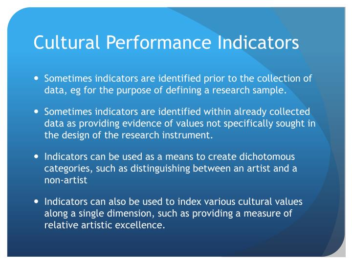 PPT - Cultural Performance Indicators? PowerPoint Presentation - ID:1662490