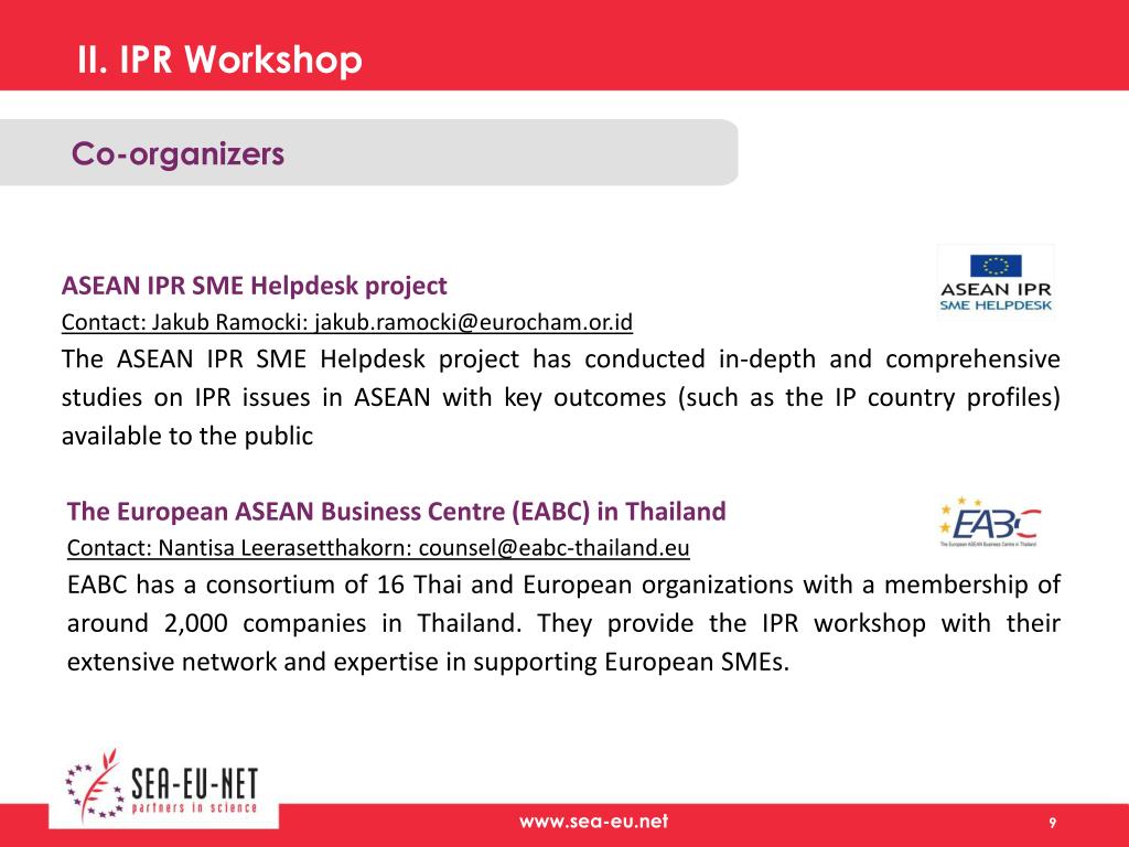 PPT - Workshop - Intellectual Property Rights in Southeast Asia January ...