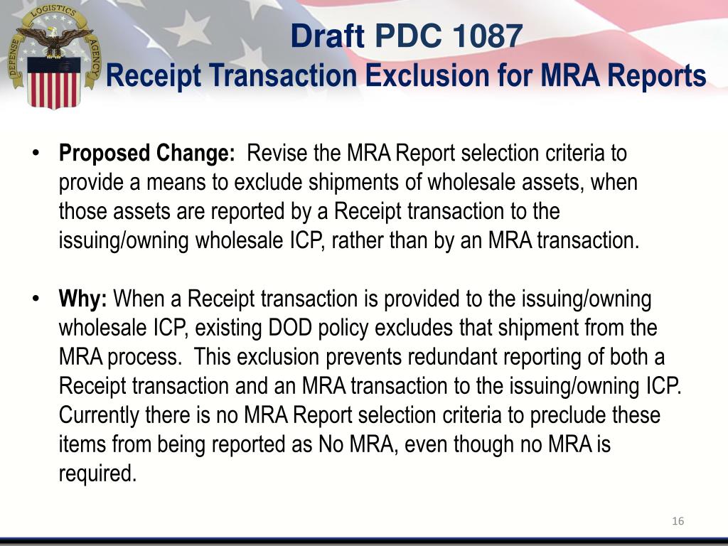 PPT - Draft Proposed DLMS Changes (PDCs) S upporting Materiel Receipt ...