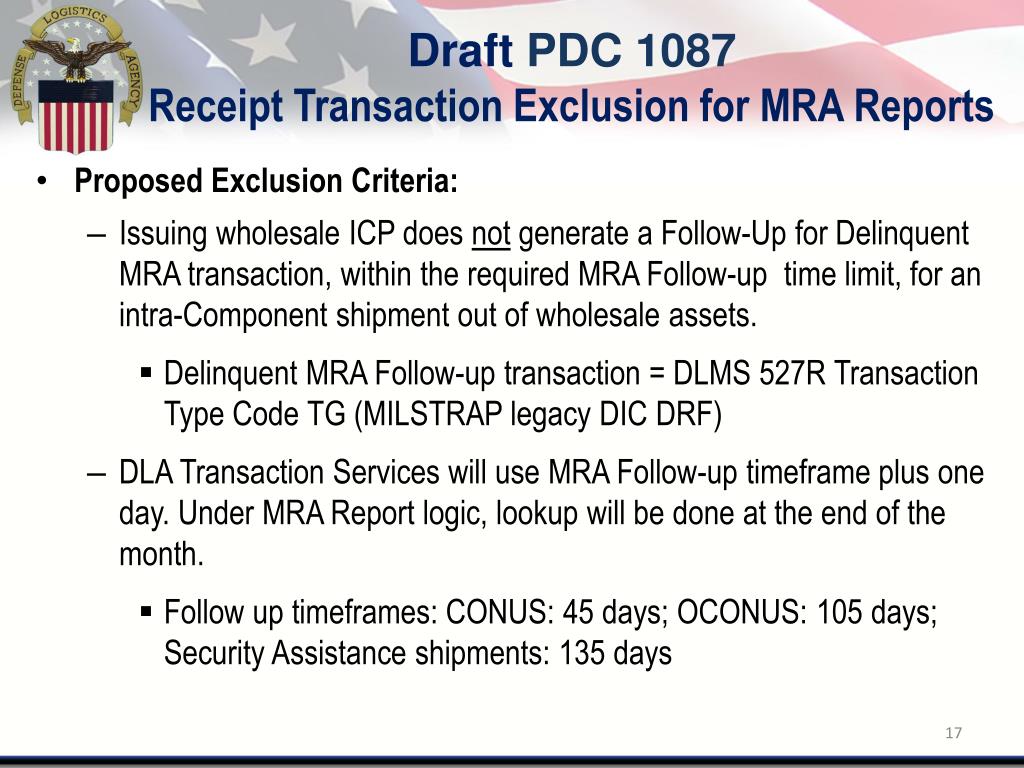 PPT - Draft Proposed DLMS Changes (PDCs) S upporting Materiel Receipt ...