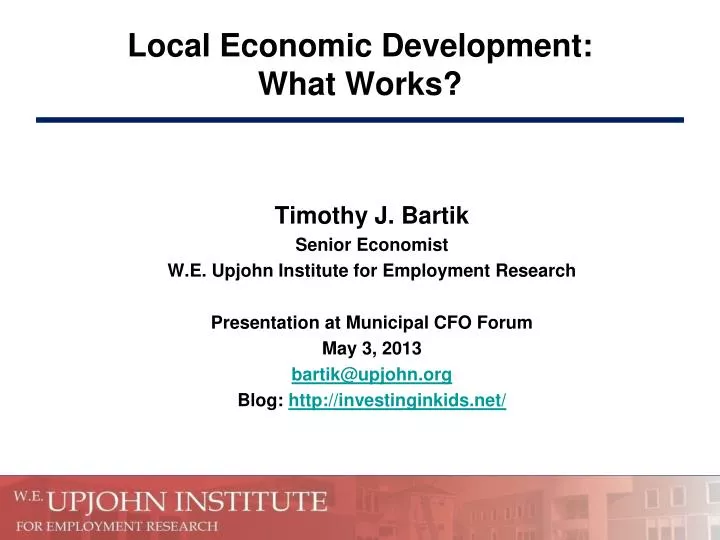 PPT - Local Economic Development: What Works? PowerPoint Presentation ...