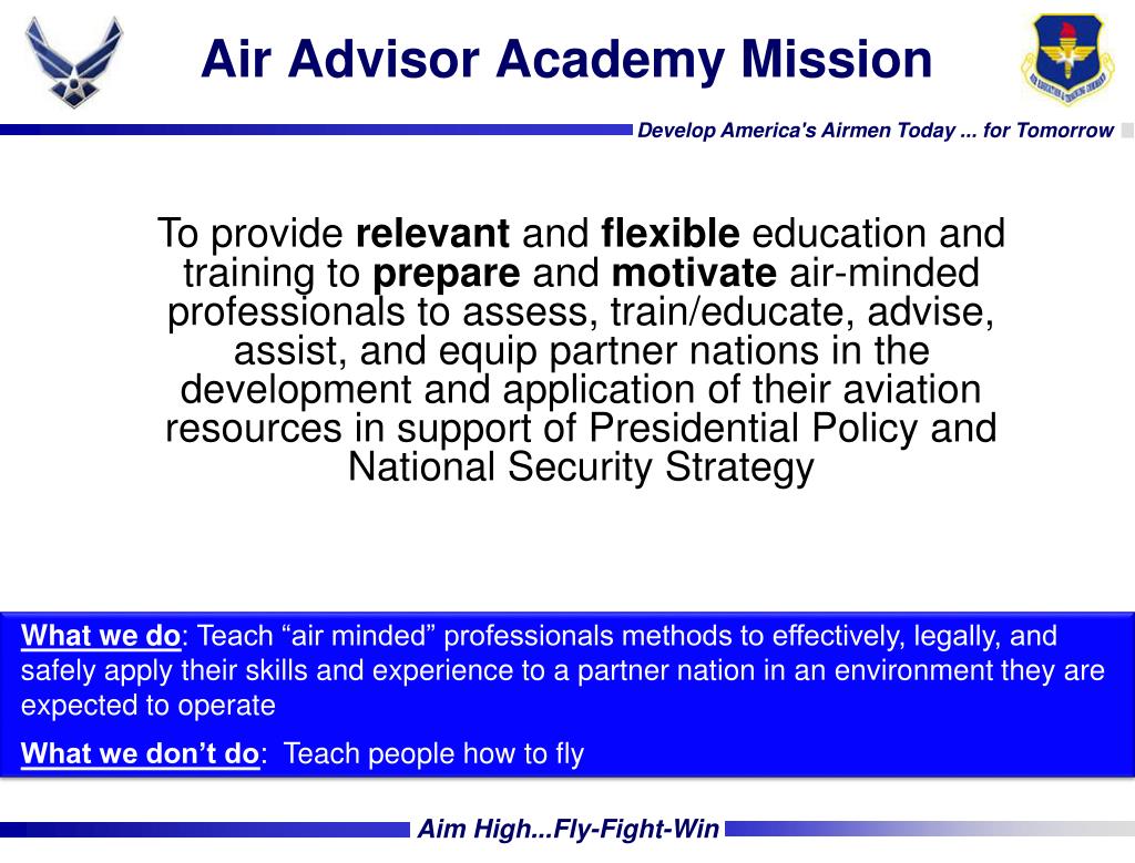 PPT - USAF Air Advisor Academy: Preparing Strategic Airmen PowerPoint ...